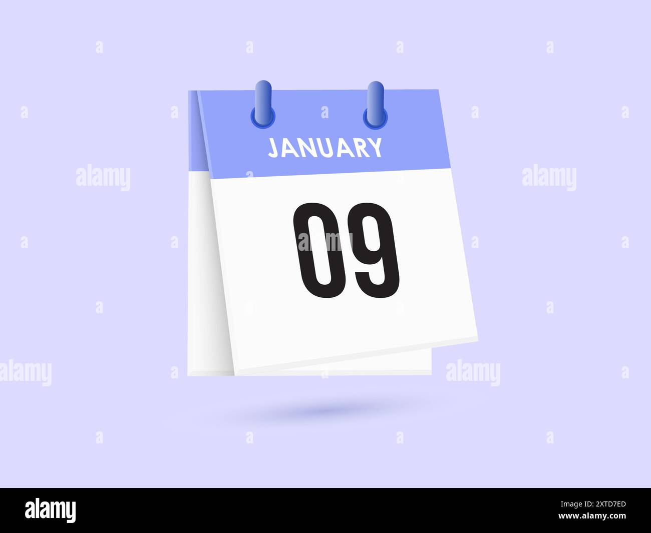 January 9 - calendar and Time planner. Daily Calendar Icon reminder ...