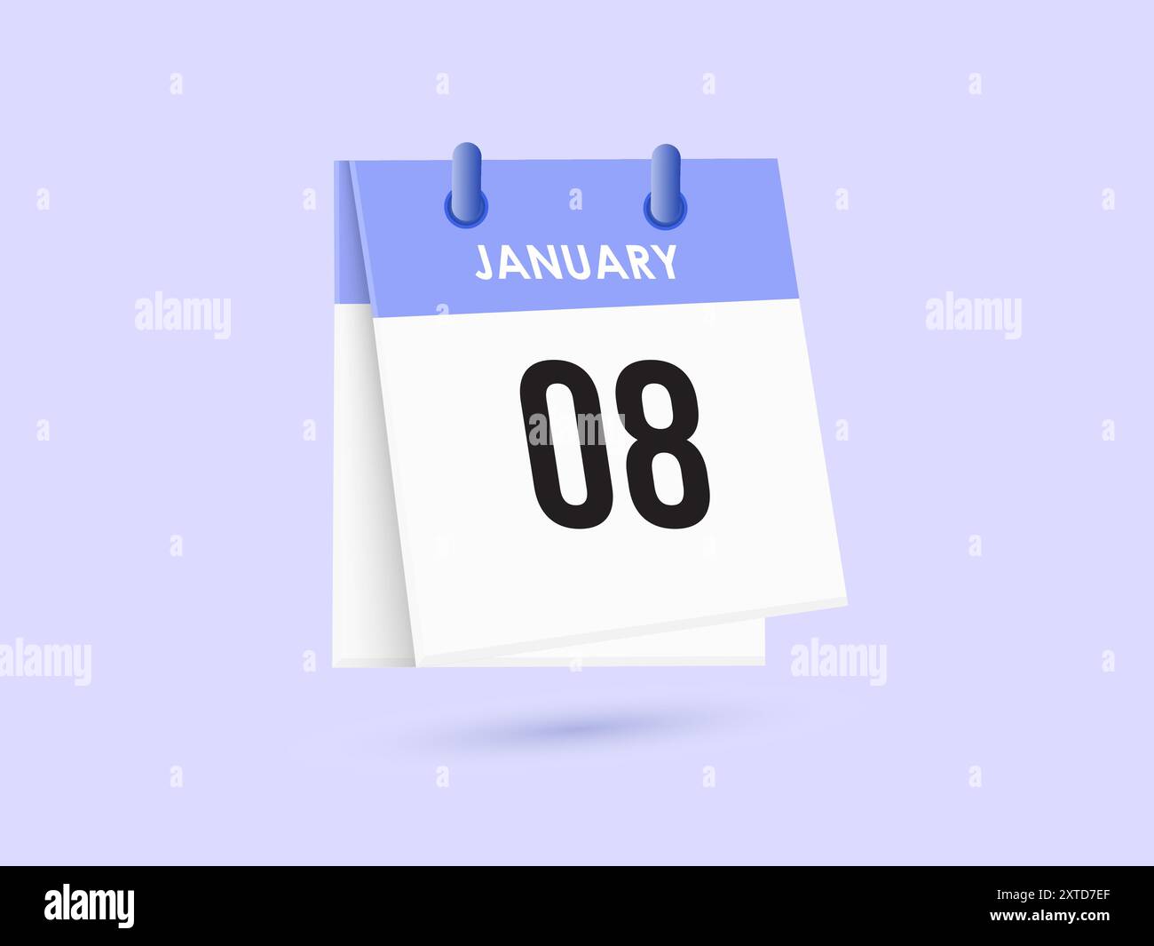 January 8 - calendar and Time planner. Daily Calendar Icon reminder ...