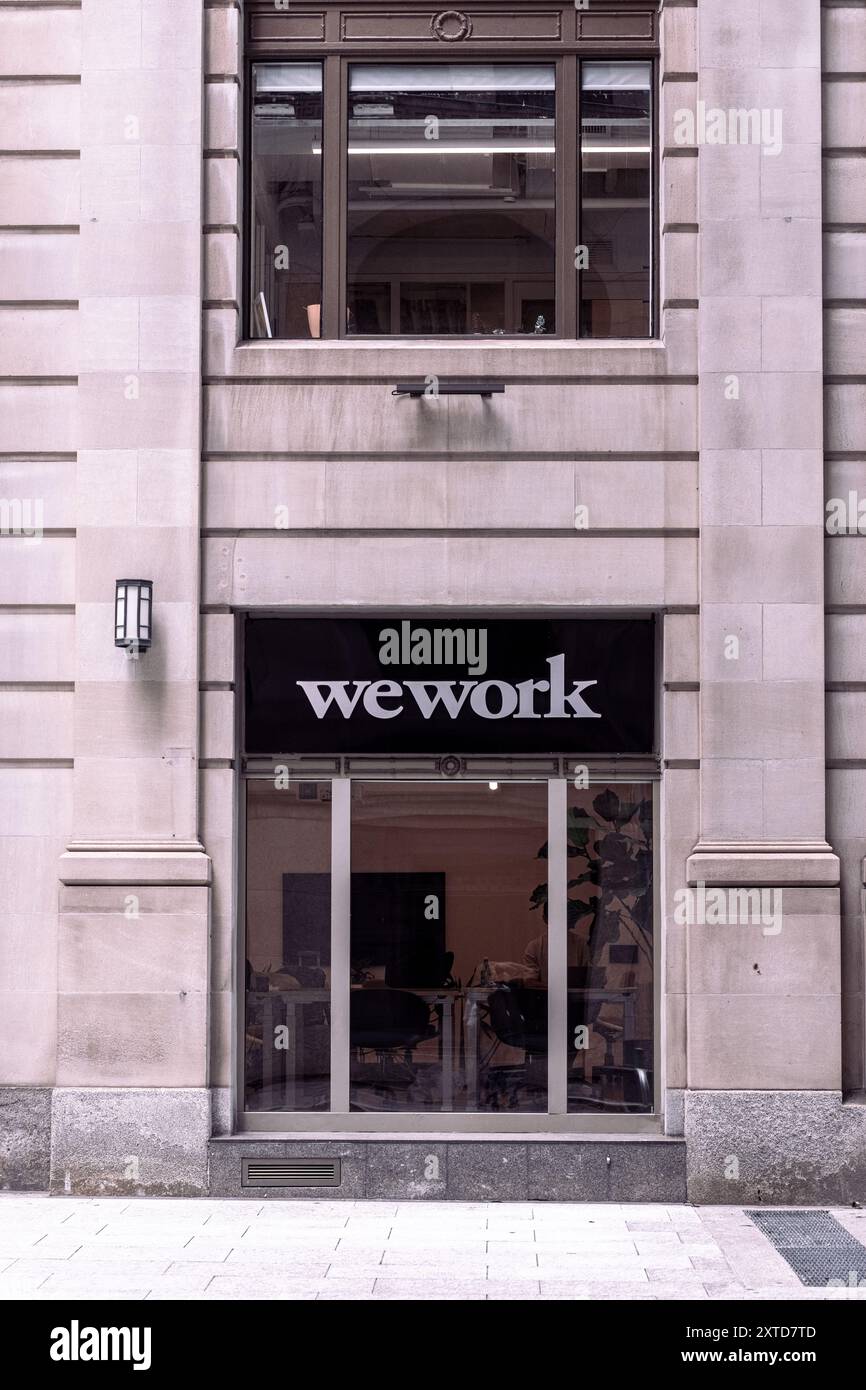 WeWork sign on building window, Toronto, Canada Stock Photo - Alamy
