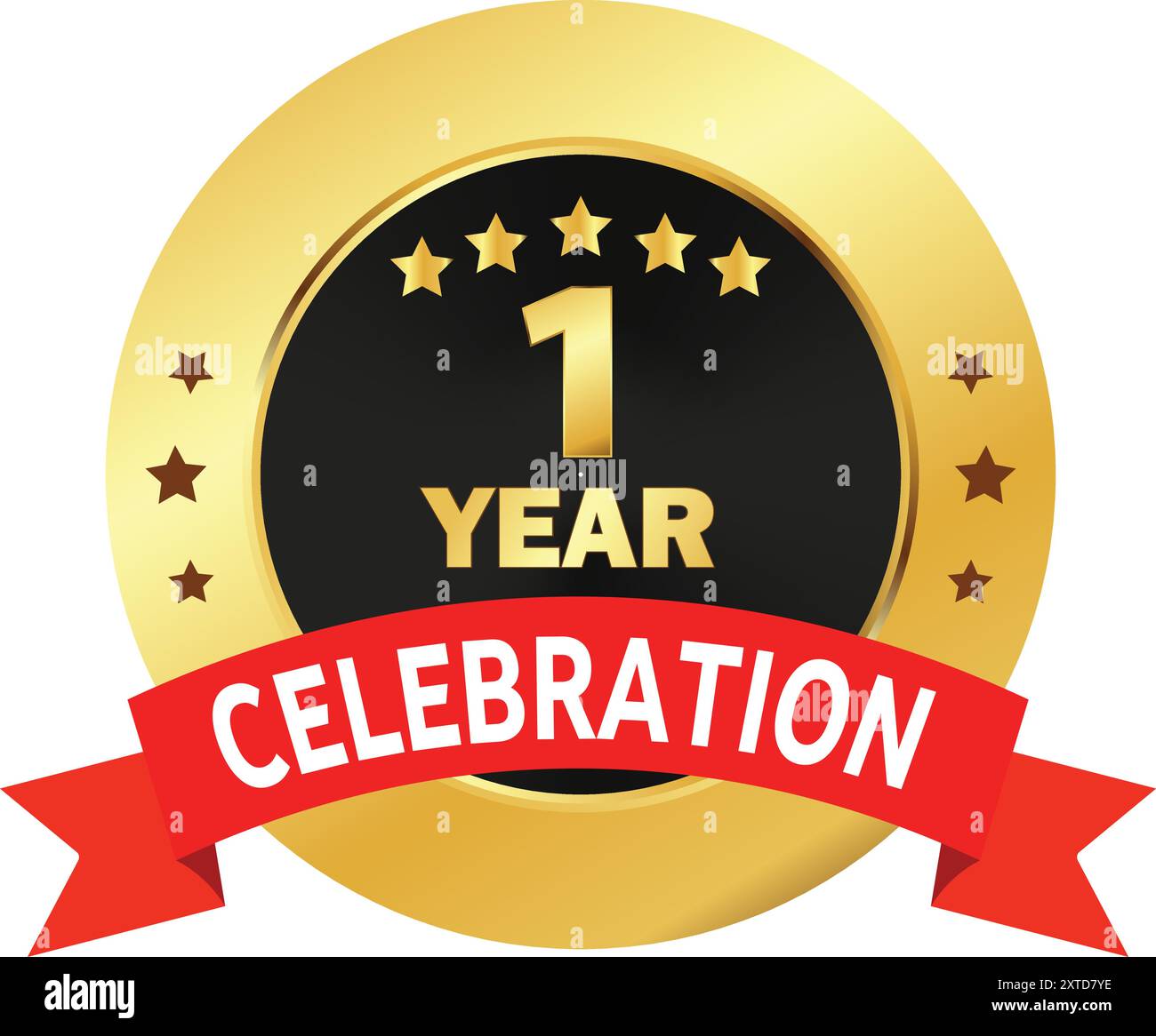1 Year Celebration seal, 1 Year Golden Logo, 1 Year Anniversary, One ...