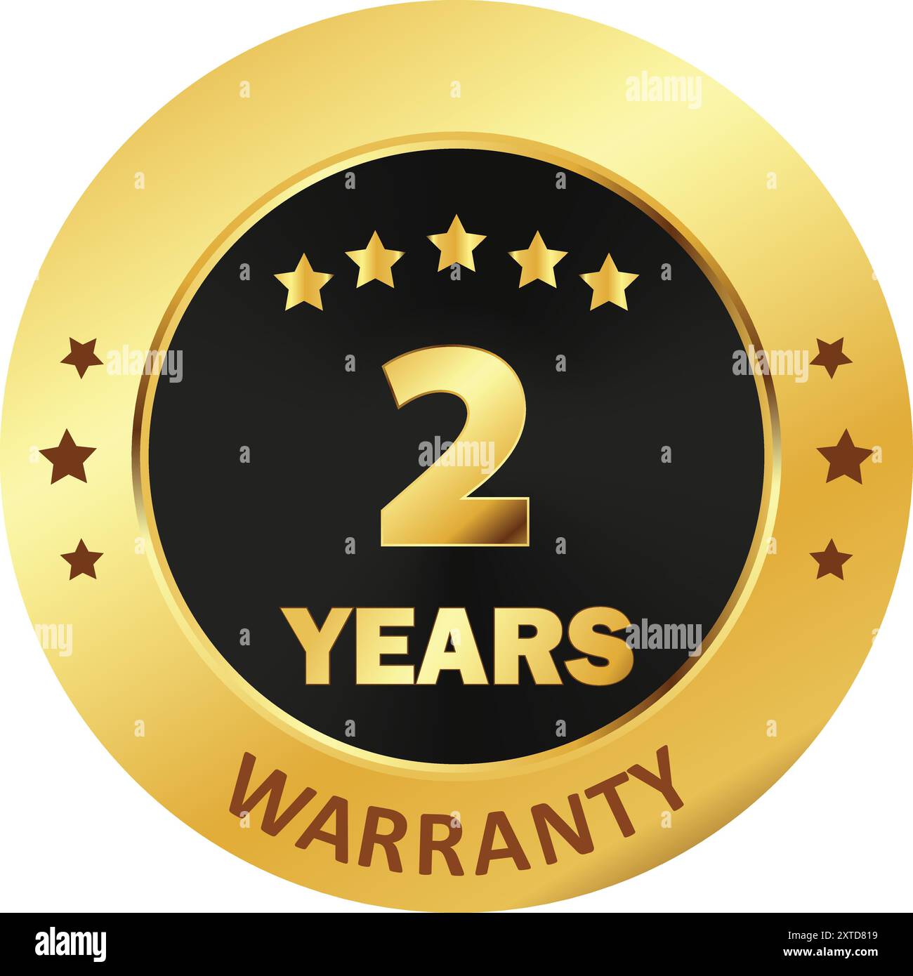 2 Years Warranty Seal, warranty seal in Golden, two years warranty seal stamp, Gold sealed ...