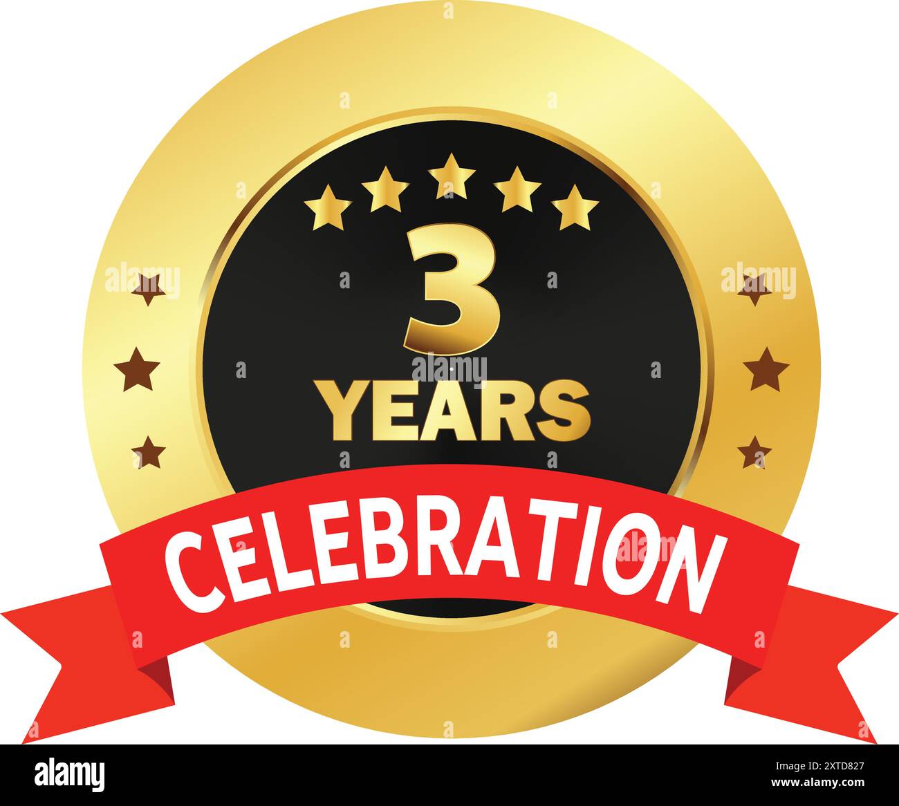 3 Years Celebration seal, 3 Years Golden Logo, 3 Years Anniversary ...