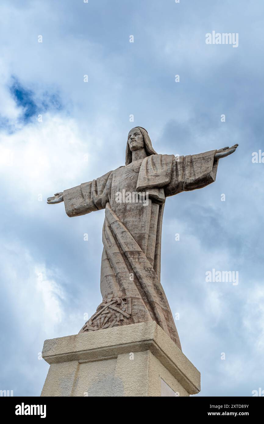 Cristo Rei. Jesus monument on top of a cliff overlooking the Atlantic ...