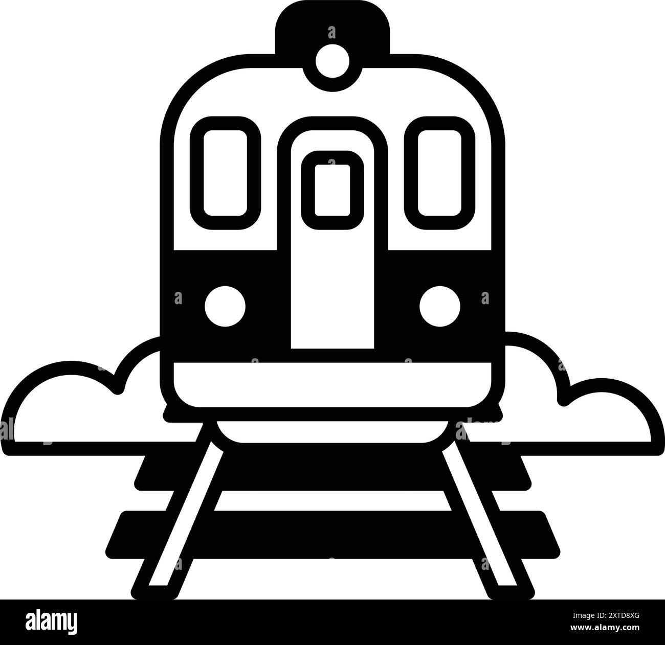 A train is on the tracks with clouds in the background. The train is ...