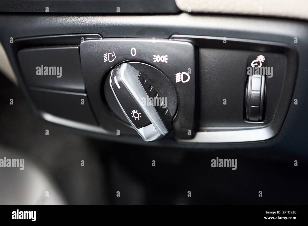 Car interior automotive detailing light switch control button on ...