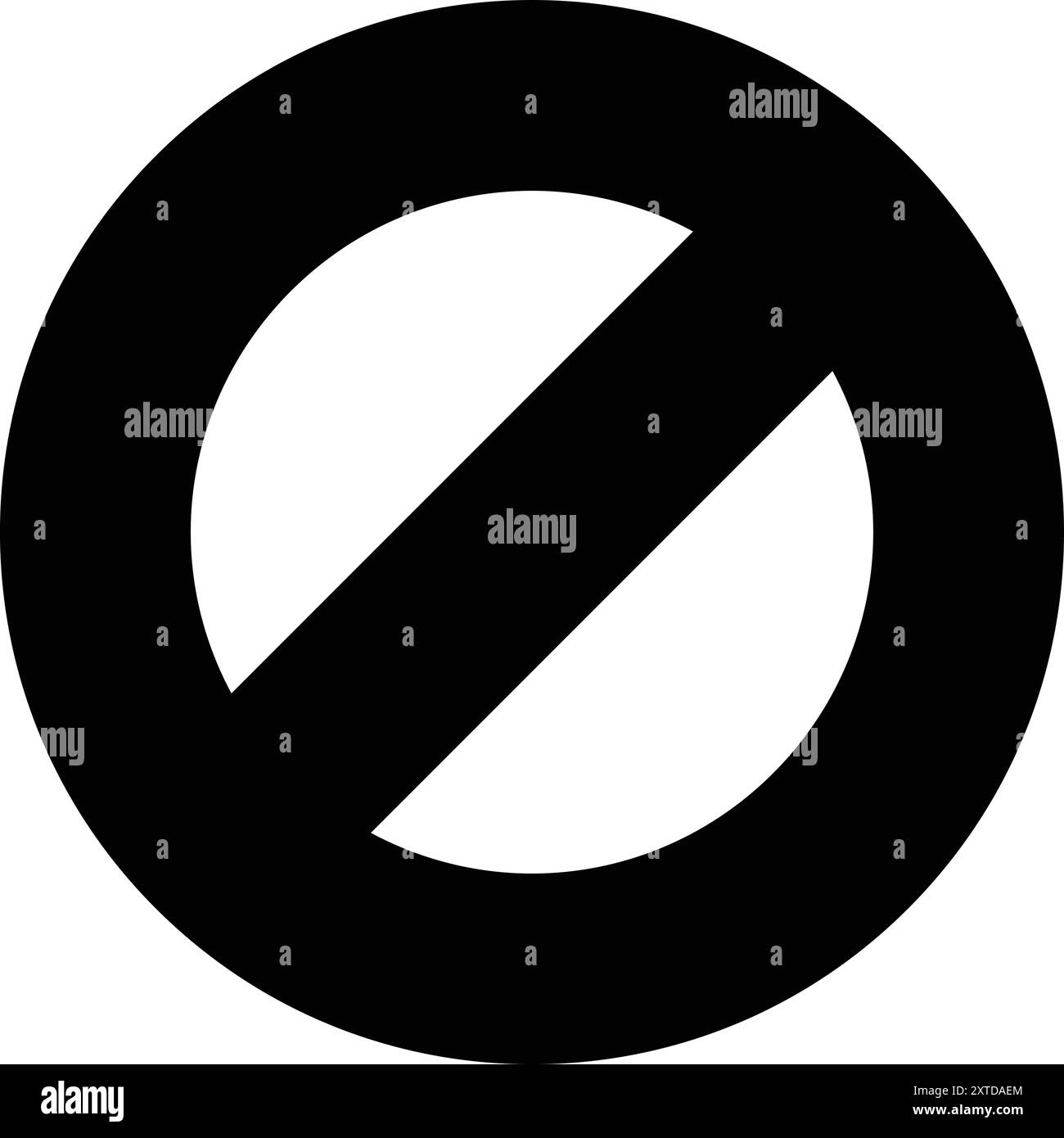 A black and white no entry sign. The sign is circular and has a white ...