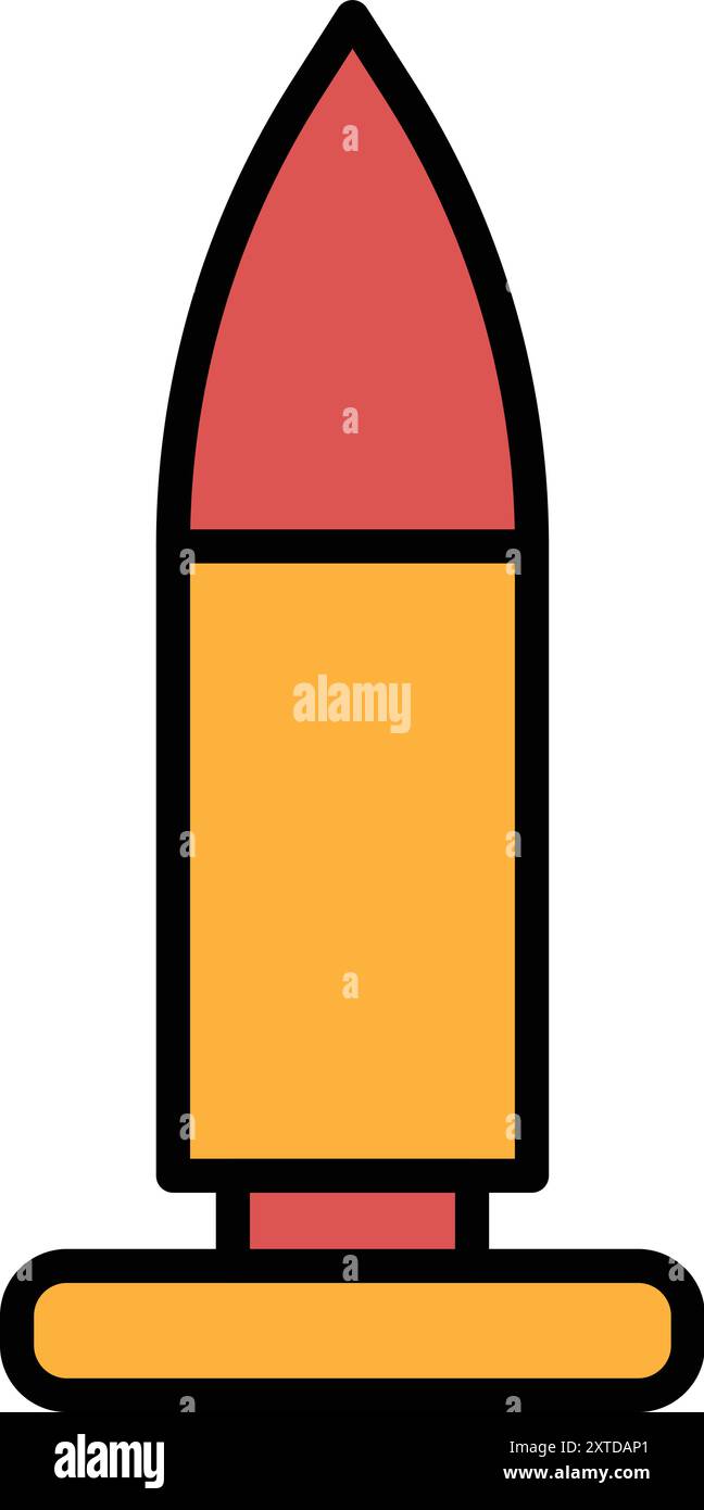 A bullet is shown in black and white. The bullet is pointed and has a ...