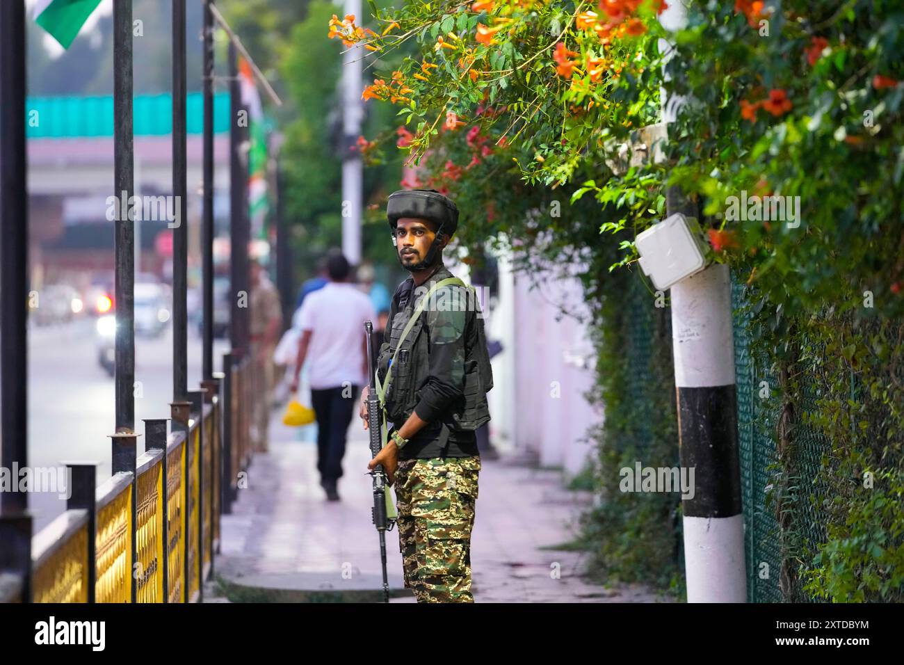 An Indian paramilitary soldier guard outside the venue of India's ...