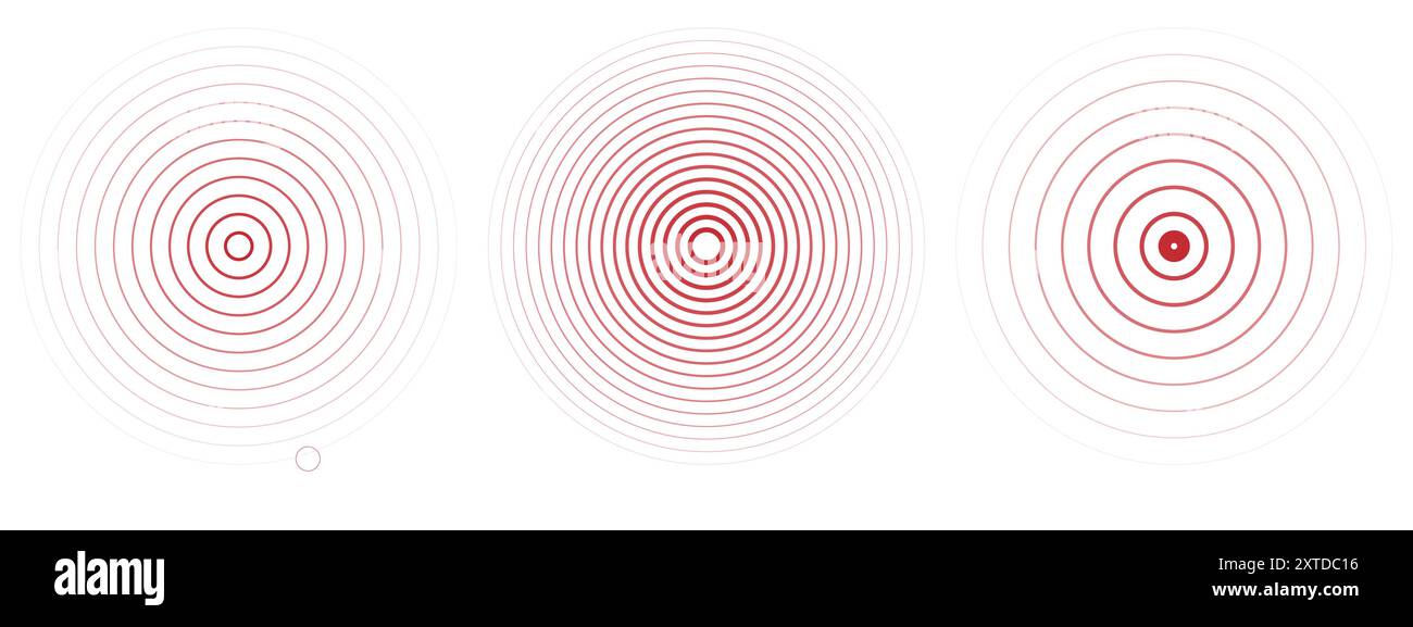 Concentric ripple circles set. Seismic Earthquake alert radar. Radial ...