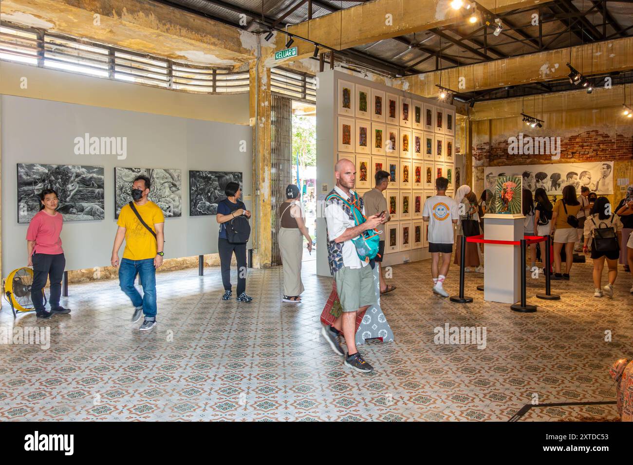 An art exhibition on display in the old Hin Bus Depot in George Town, Penang, Malaysia Stock ...