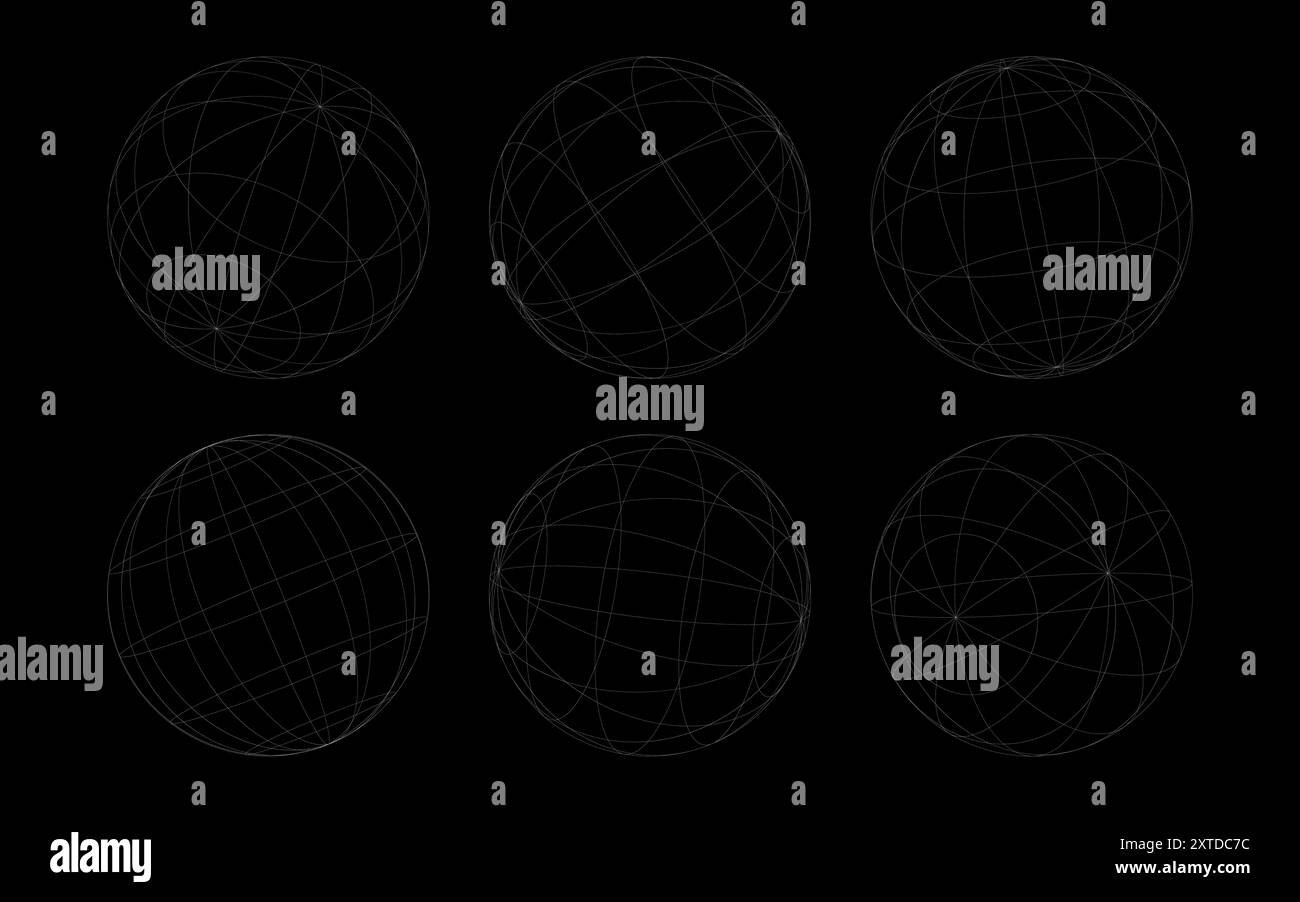 Globe grid spheres. 3D spheres wireframe. Vector illustration Stock ...