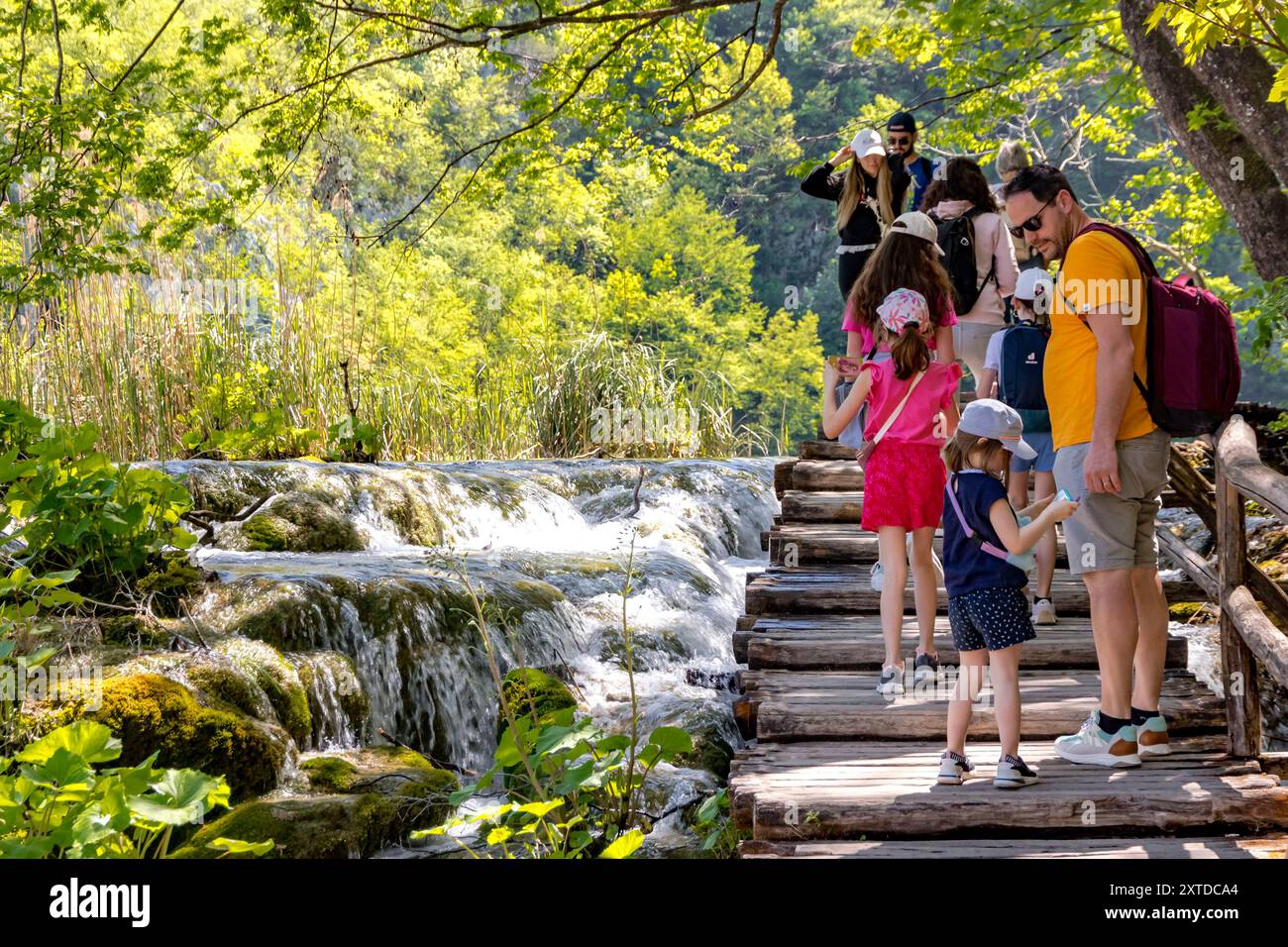 Tourist on Plitvice lakes Stock Photo - Alamy