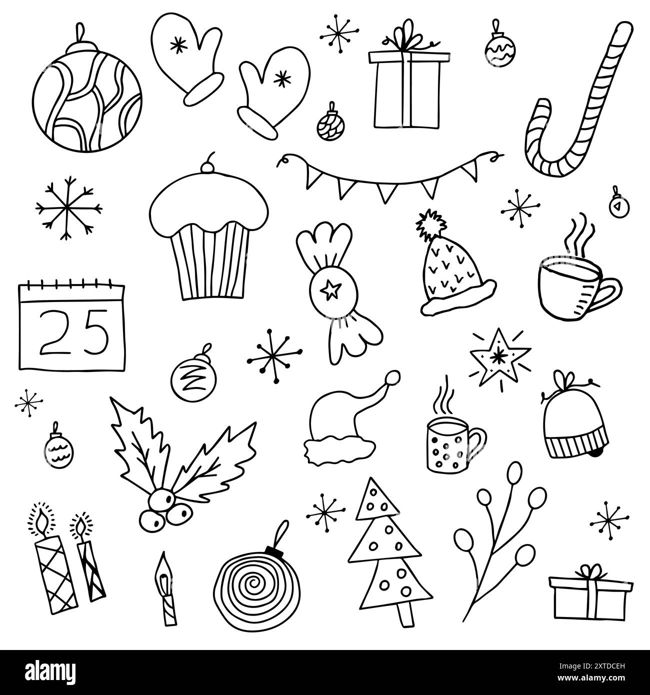 vector doodles of a New Year's set Stock Vector Image & Art - Alamy