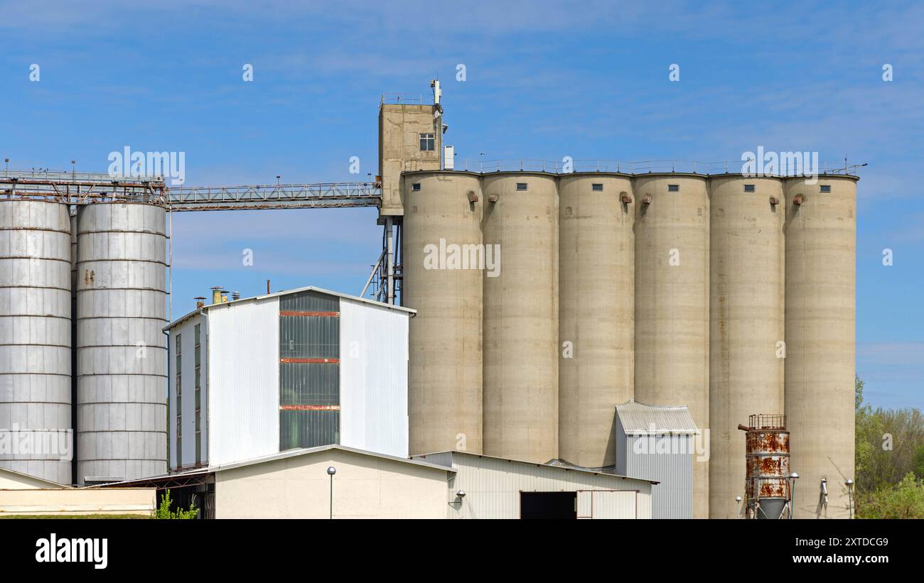 Large Concrete Silo Grain Storage Structure Blue Sky Spring Day Stock ...
