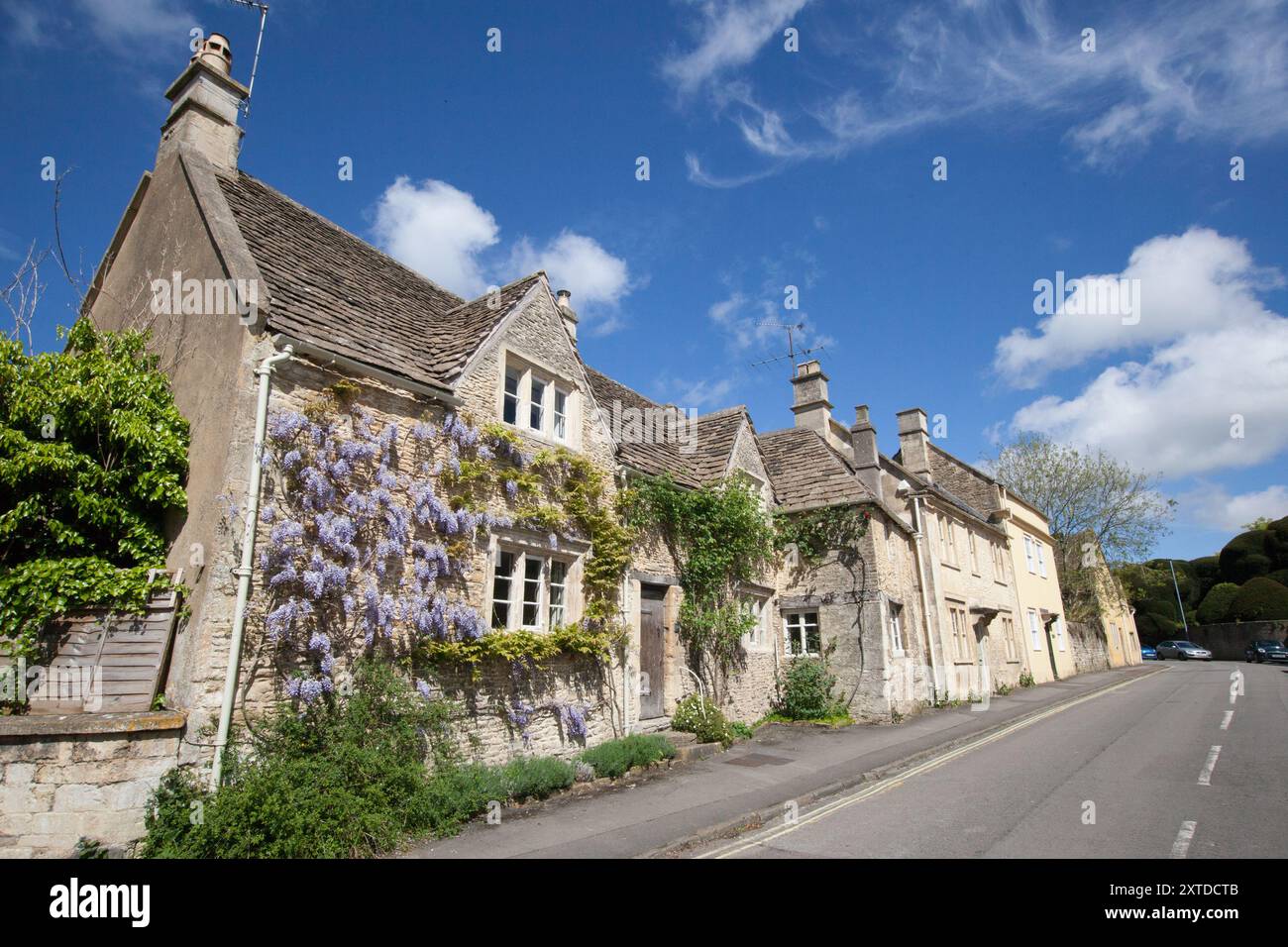 Old houses with wisteria in Corsham, Wiltshire in the United Kingdom ...