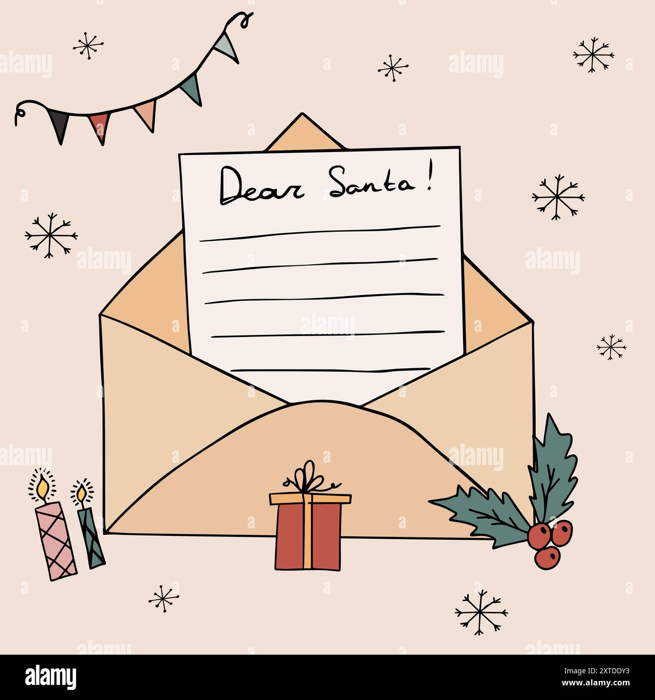 colored Doodle letter to Santa Claus in Stock Vector Image & Art - Alamy