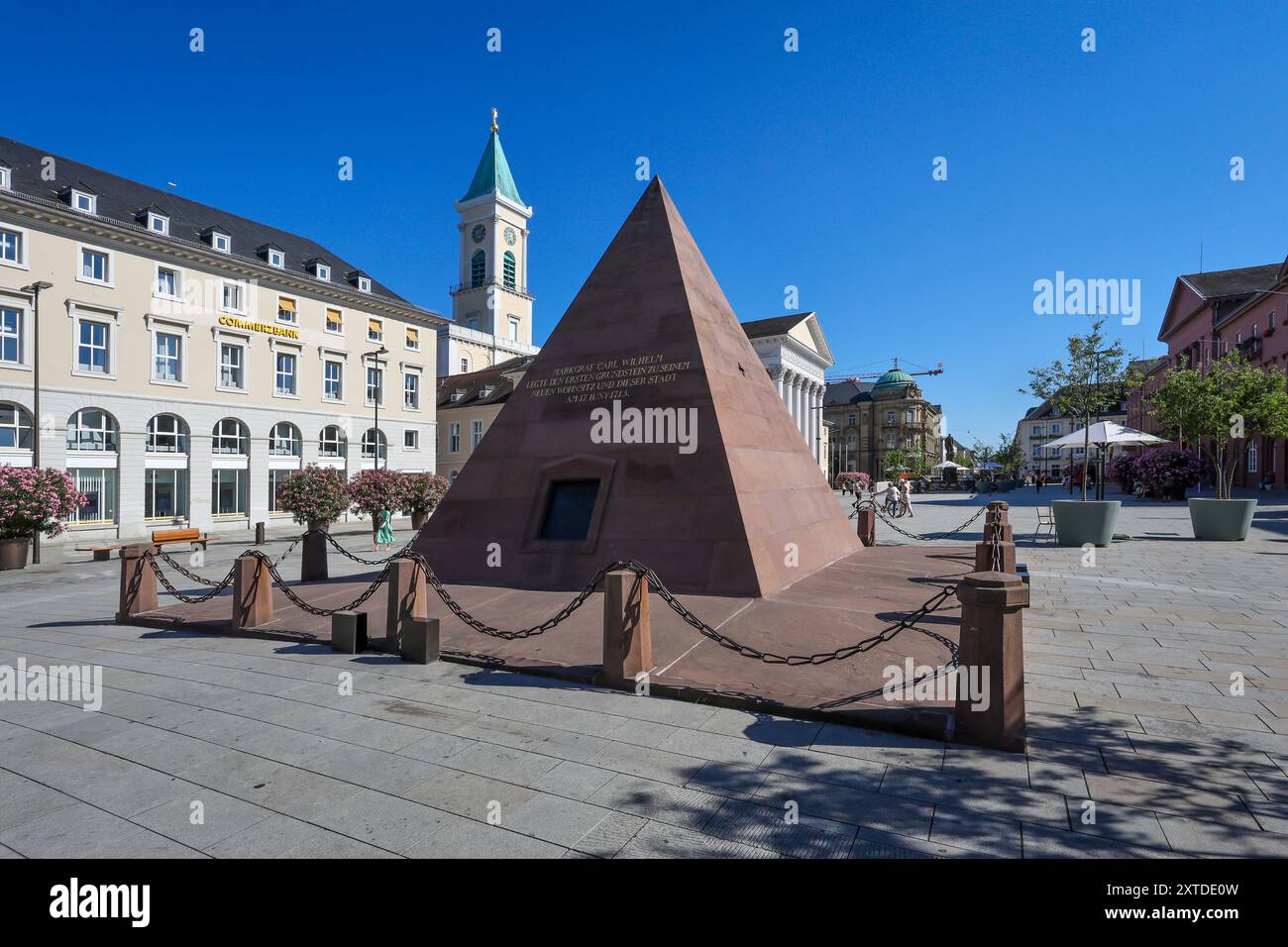Karlsruhe, Baden-Württemberg, Germany - Market square with pyramid and ...