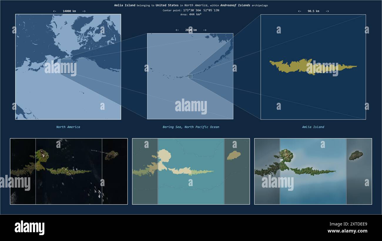 Amlia Island in the Bering Sea - belonging to United States. Described ...