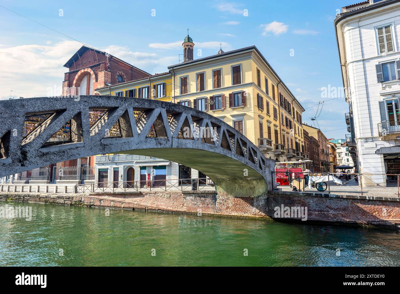 Bridge Alda Merini through Naviglio Grande in Milan, Italy Stock Photo ...