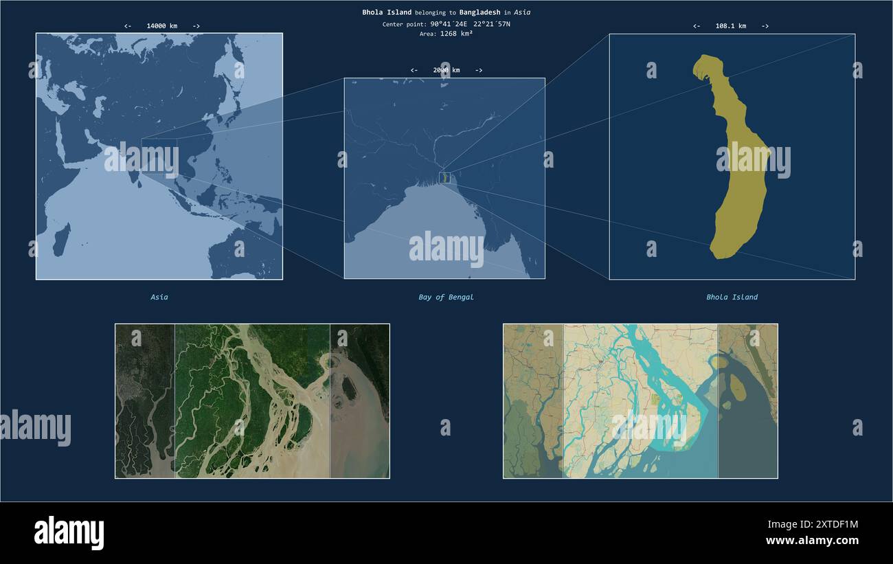 Bhola Island in the Bay of Bengal - belonging to Bangladesh. Described ...