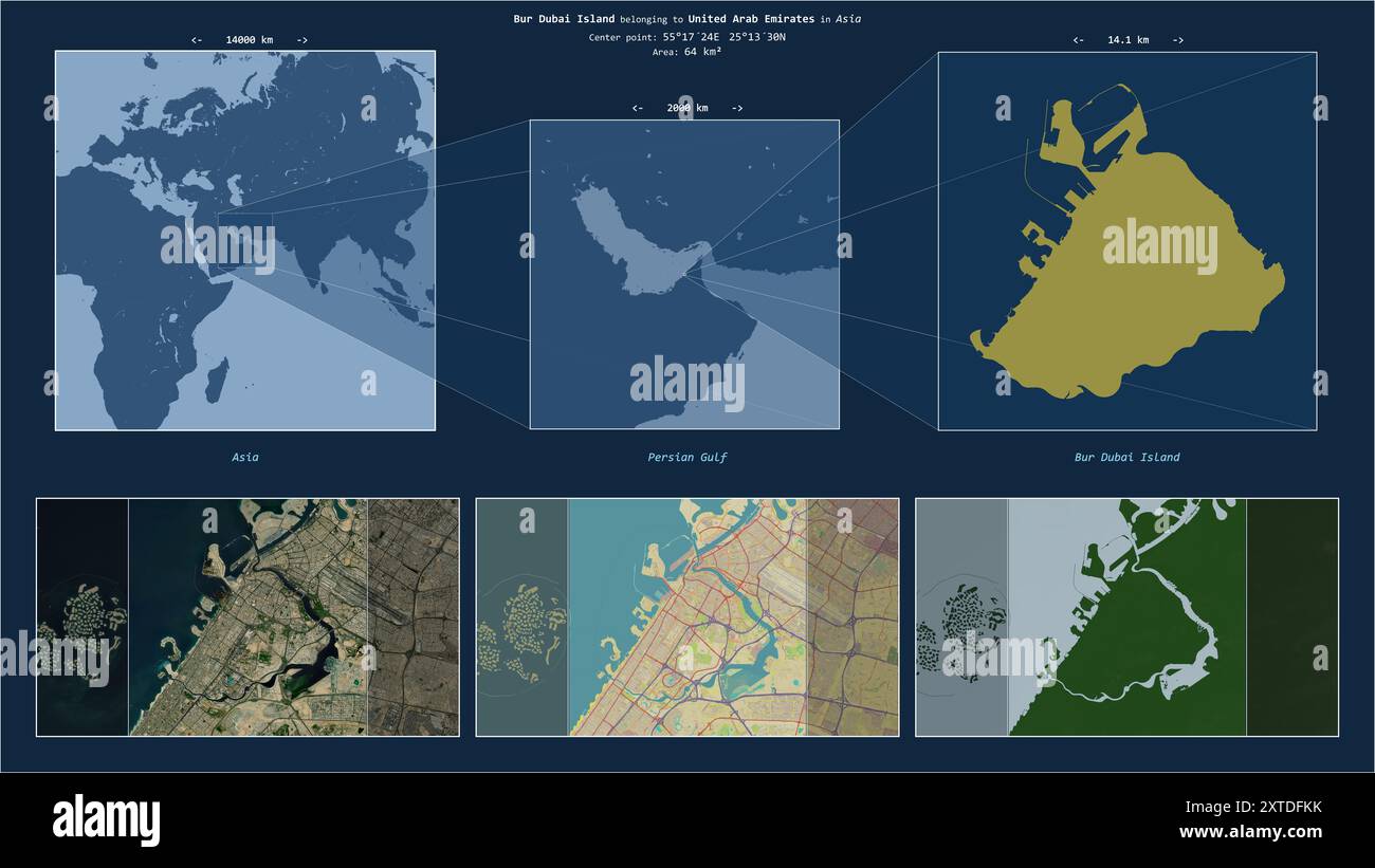 Bur Dubai Island in the Persian Gulf - belonging to United Arab ...