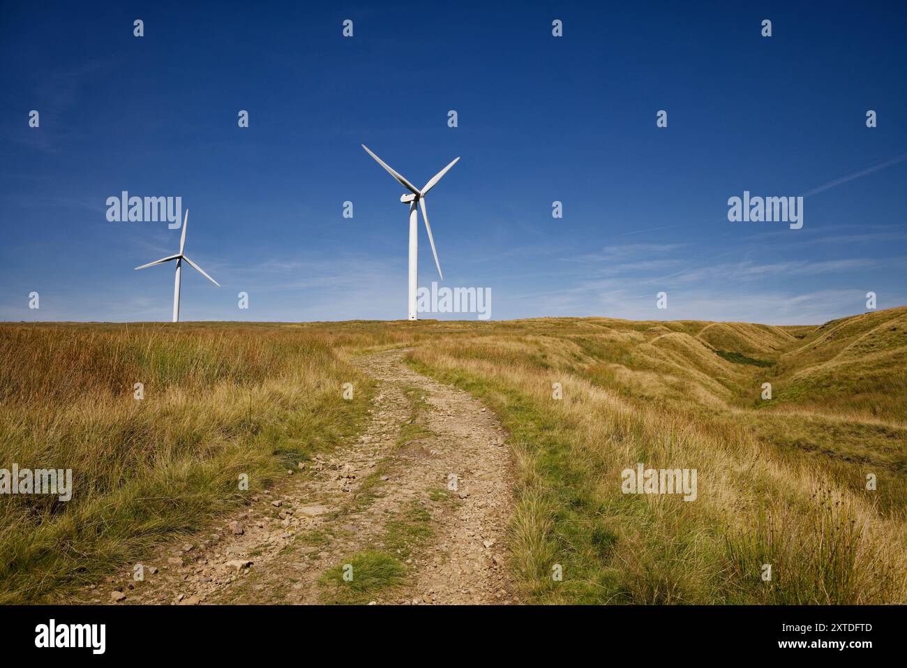 Wind turbines at Scout Moor in the West Pennine Moors, Rossendale ...