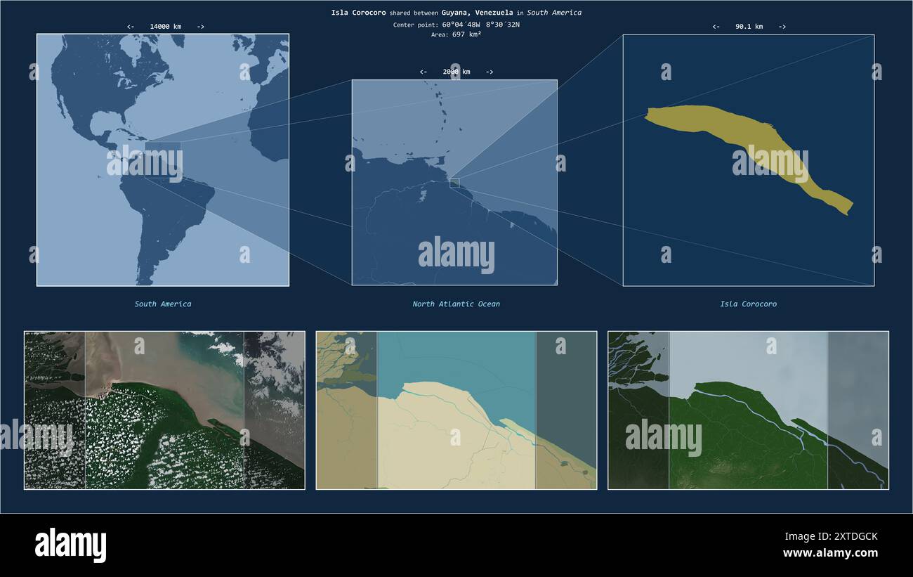 Isla Corocoro in the North Atlantic Ocean - shared between: Guyana ...