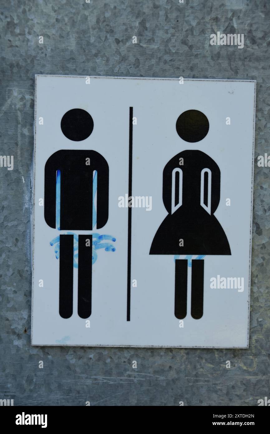 panneau indiquant l'accès aux toilettes Stock Photo - Alamy