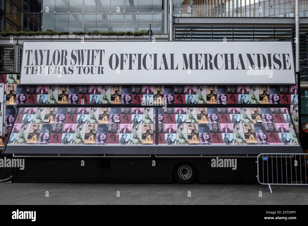 London, UK. 14 August 2024. Official merchandise ('merch') stand in ...