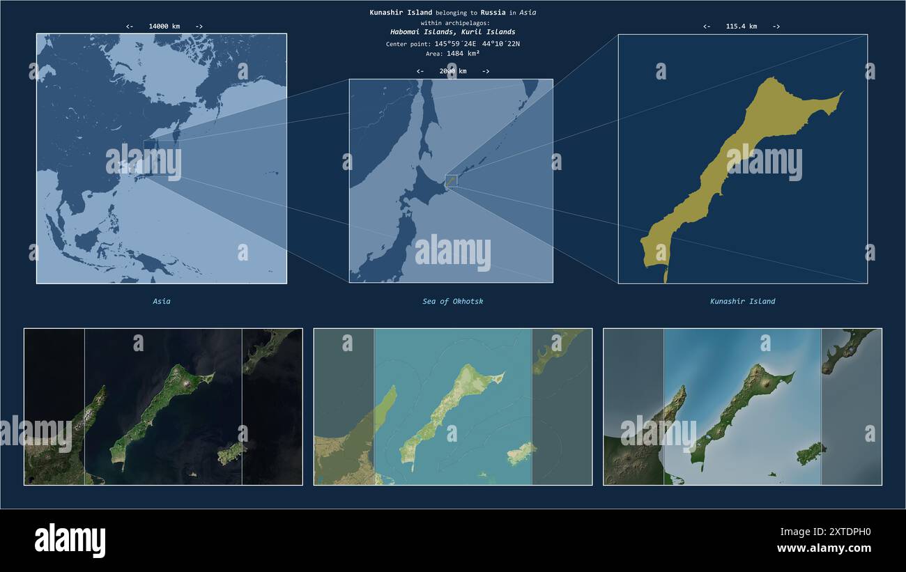 Kunashir Island in the Sea of Okhotsk - belonging to Russia. Described ...