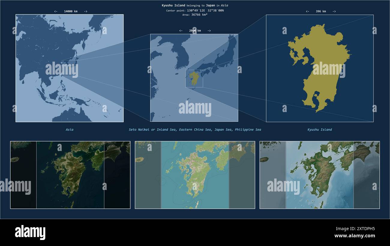 Kyushu Island in the Japan Sea - belonging to Japan. Described location ...