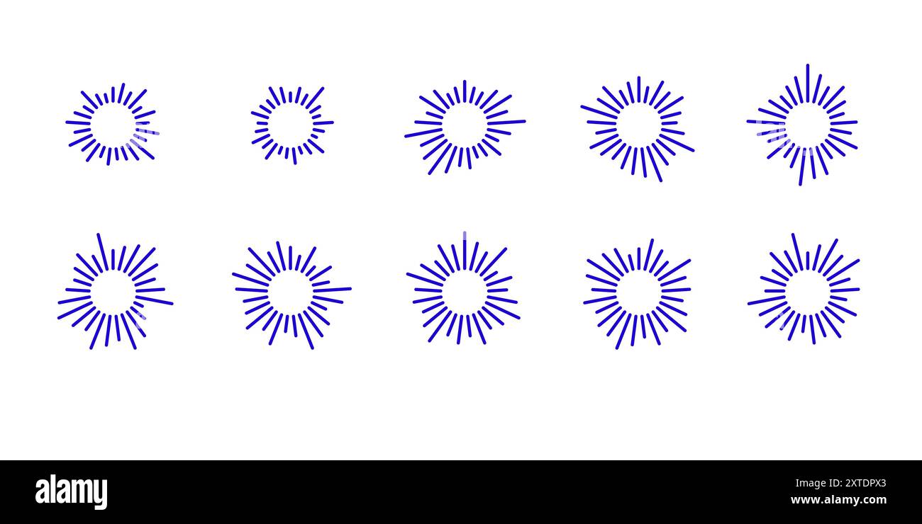 Set of simple radial spectrum. Round thin sound rays Stock Vector Image ...