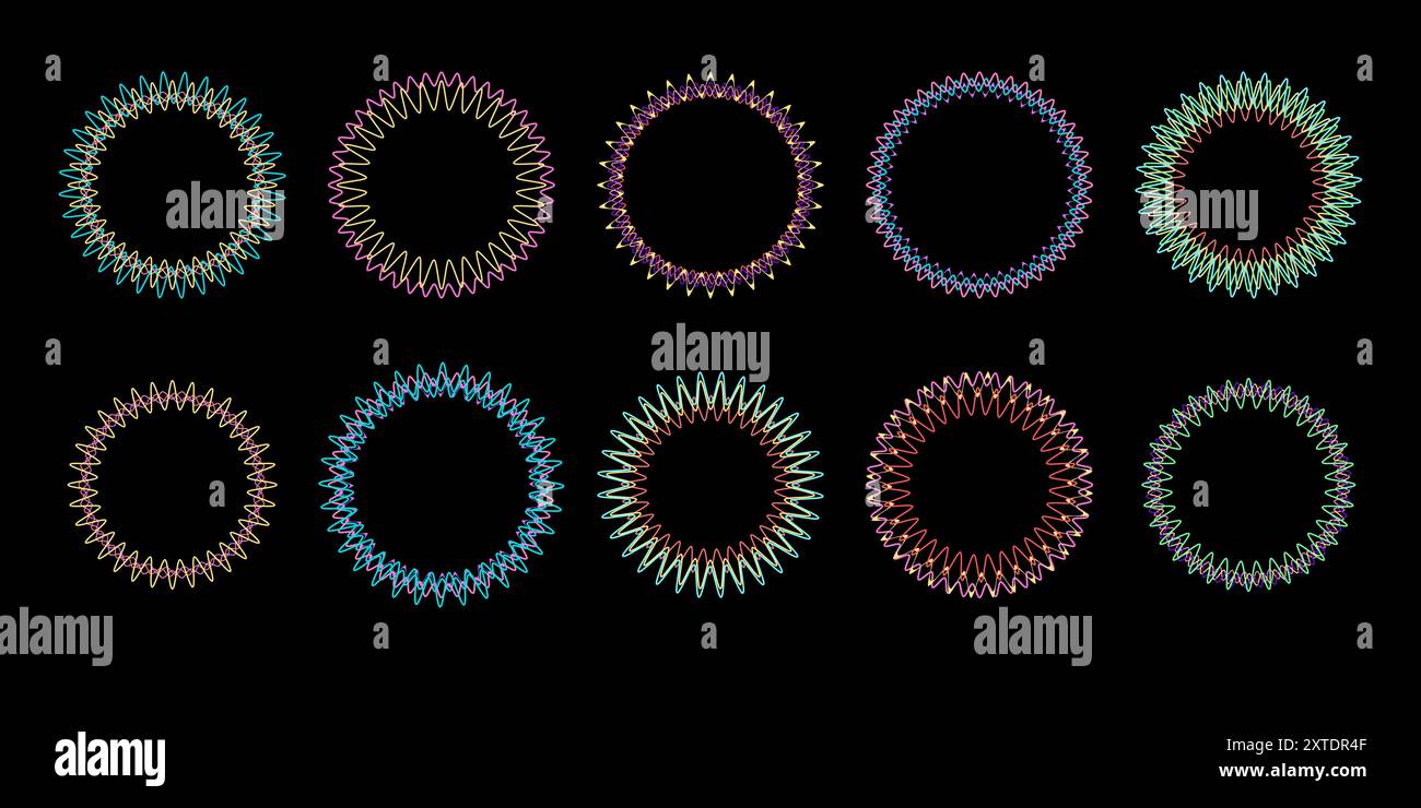 Set of circular sound waves and music equalizers Stock Vector Image ...