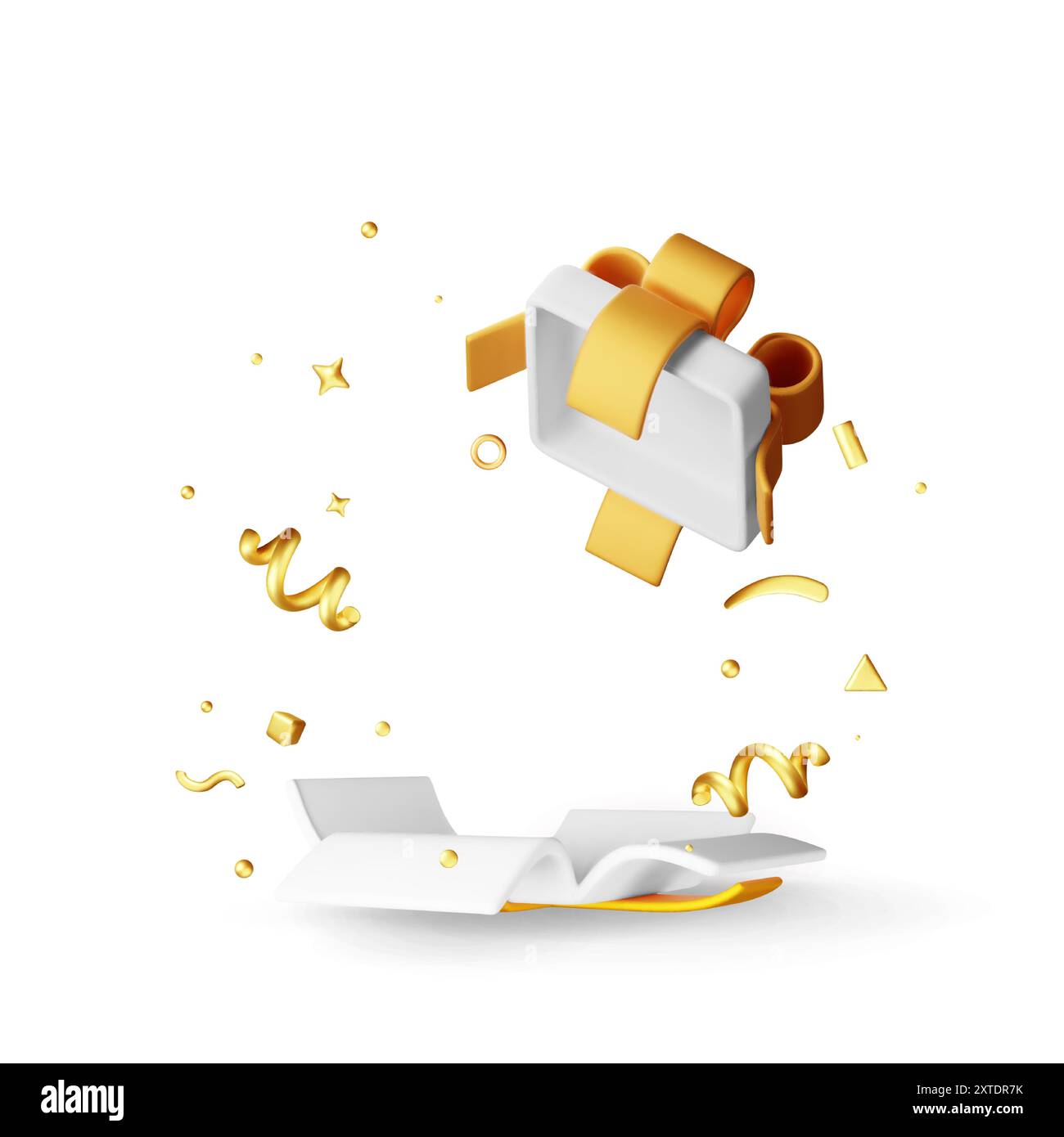 Open box golden confetti Cut Out Stock Images & Pictures - Alamy
