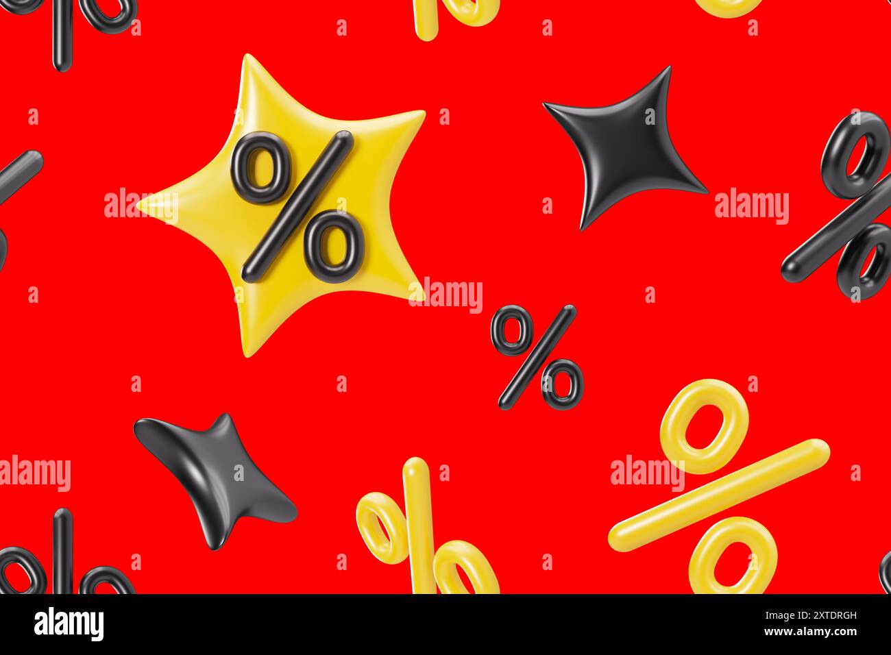 Vibrant seamless pattern featuring a red background with floating 3D ...