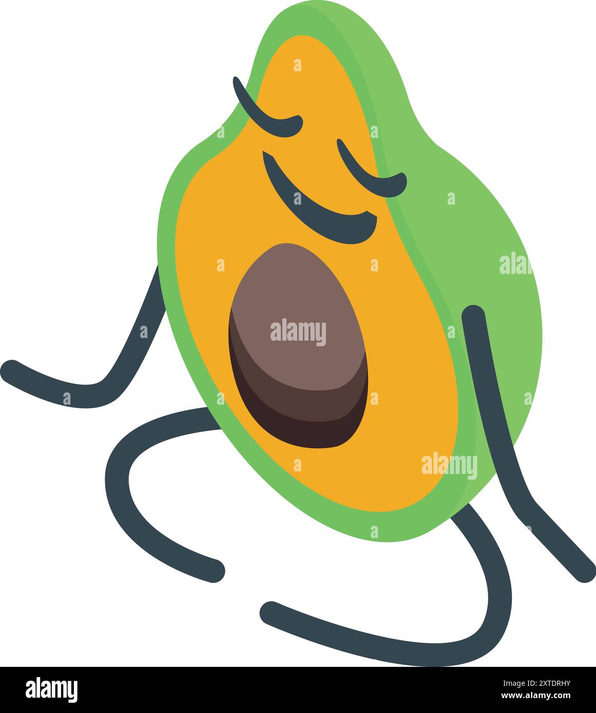 Cartoon avocado meditating with a happy face, perfect for healthy ...