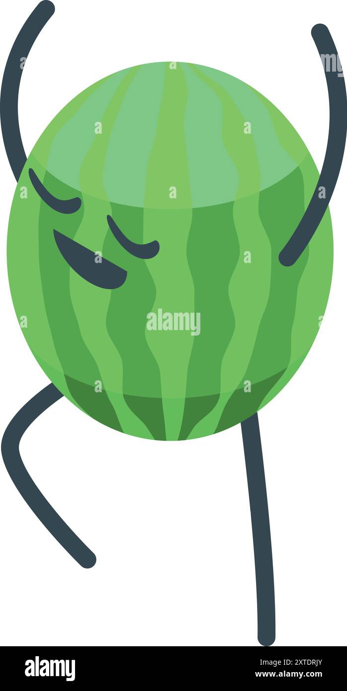 Cartoon watermelon character dancing with closed eyes and arms up Stock ...