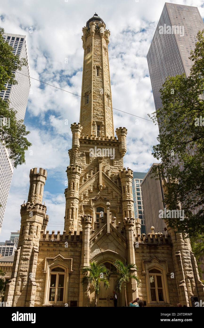 The Water Tower historic building at Magnificent Mile and the Modern ...