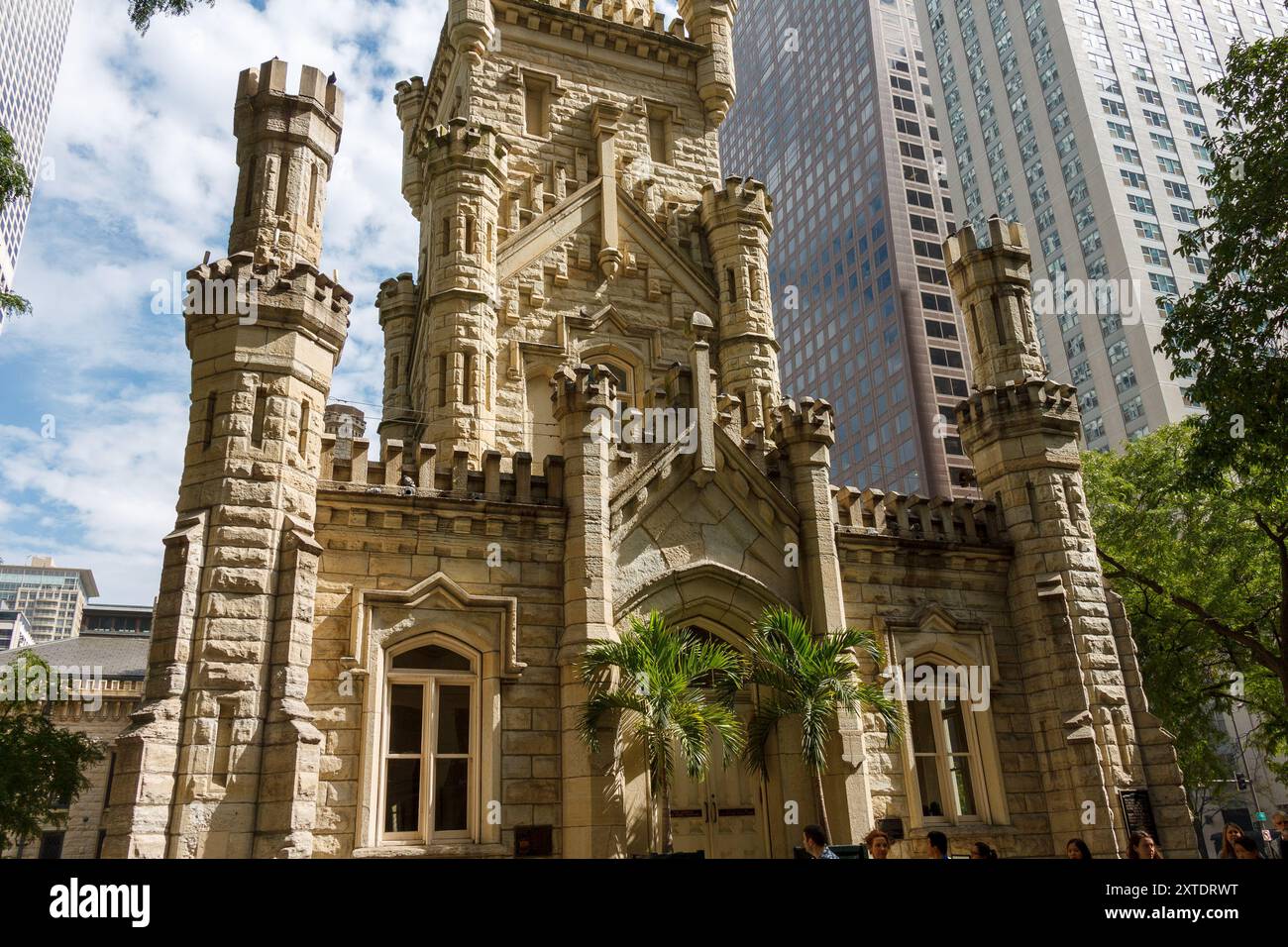 Detail of the facade of the Water Tower historic building in ...