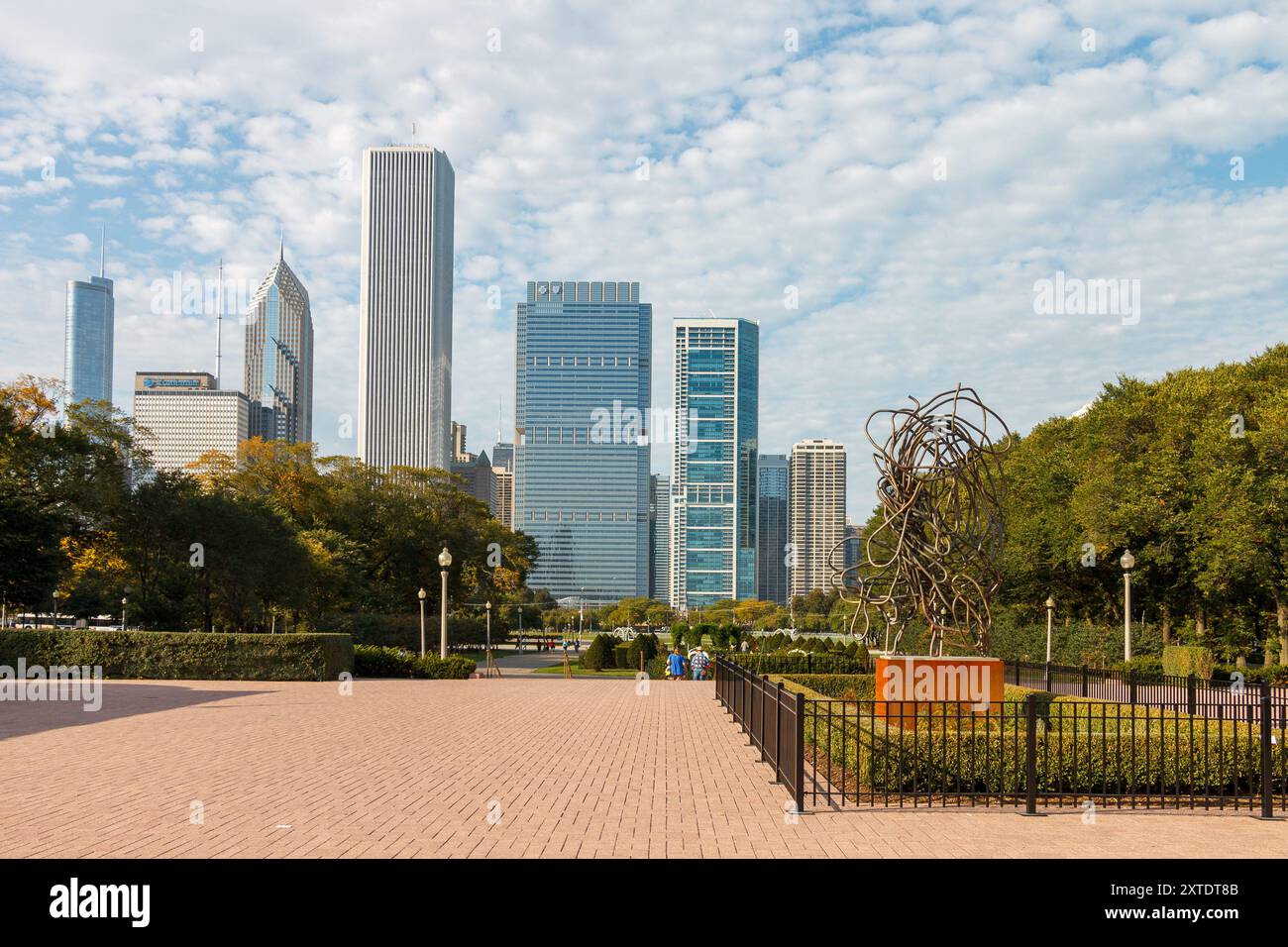 The Millenium Park and the Modern Architecture Tower Buildings in ...