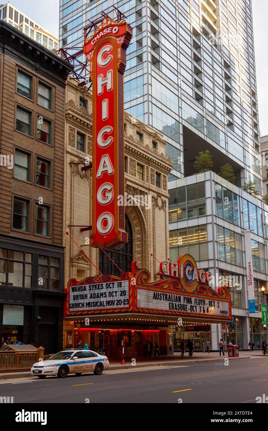 The Iconic Chicago Theaterat the Loop in Downtown Chicago, Illinois ...