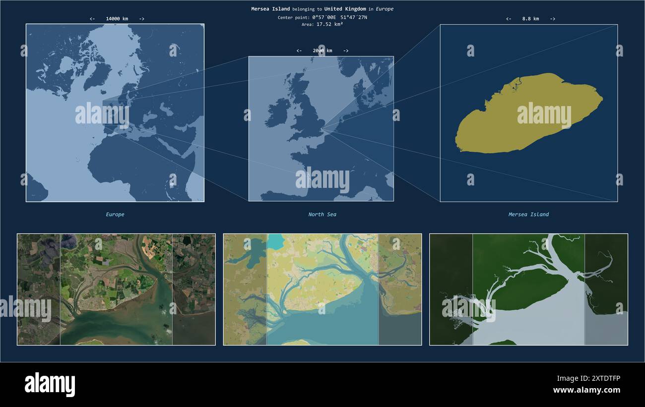 Mersea Island in the North Sea - belonging to United Kingdom. Described ...