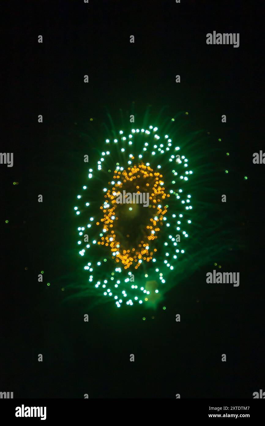 Vibrant fireworks illuminate the night sky in explosive celebration ...