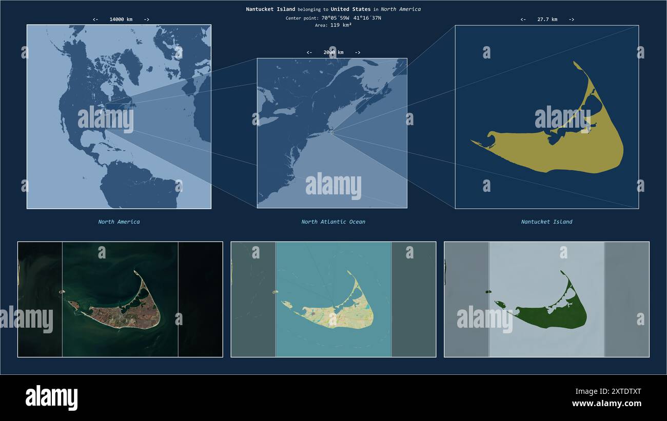 Nantucket Island in the North Atlantic Ocean - belonging to United ...