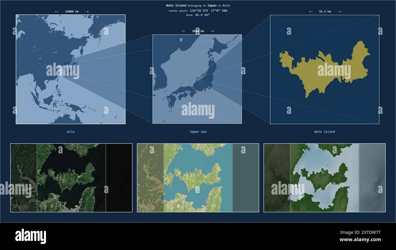 Noto Island in the Japan Sea - belonging to Japan. Described location ...