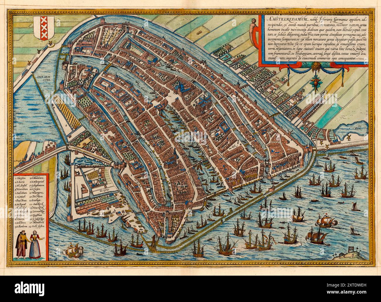 Plan map of Amsterdam on an etching by Franz Hogenberg circa 1575 ...