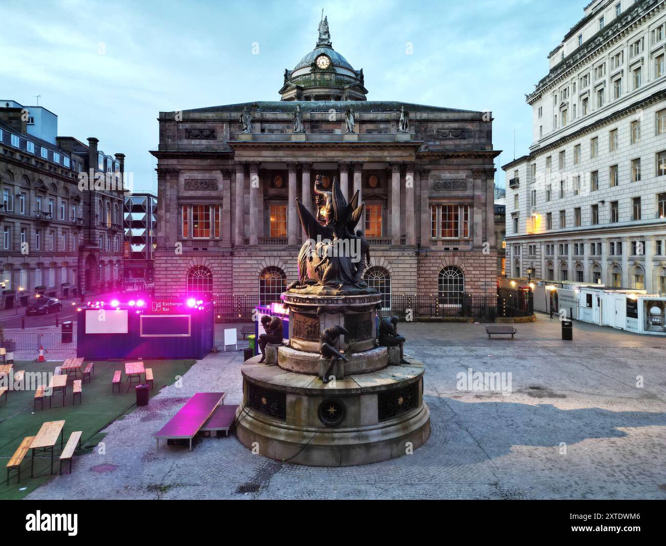 Looking over the Nelson Monument in Exchange Flags Liverpool towards ...