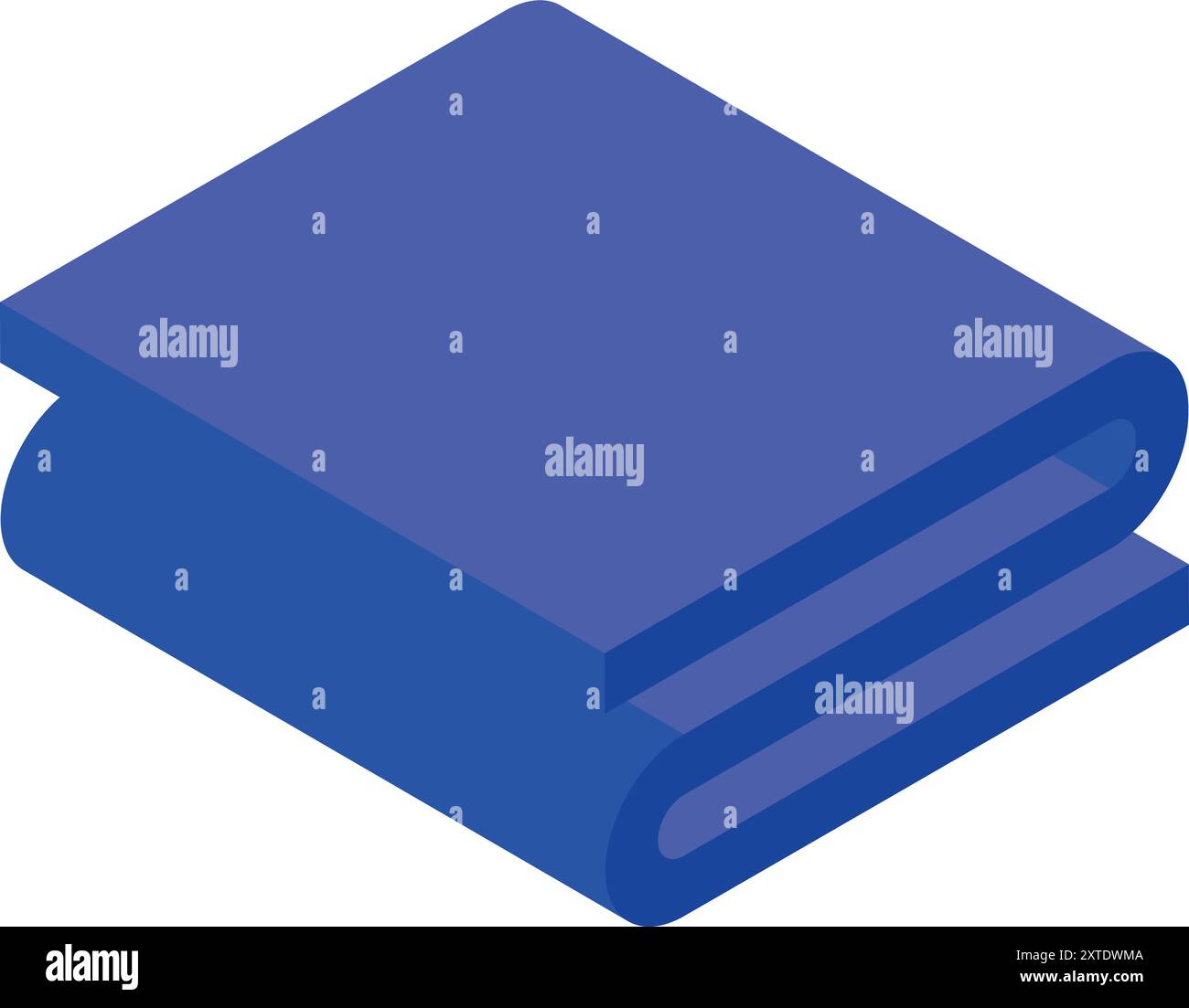 Blue fabric folded over on a white background representing the textile ...