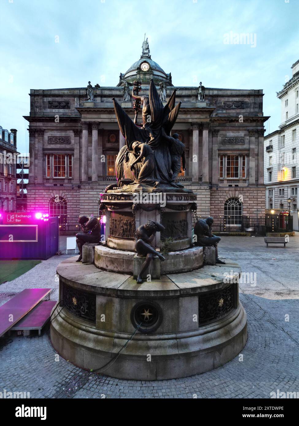 Looking over the Nelson Monument in Exchange Flags Liverpool towards ...