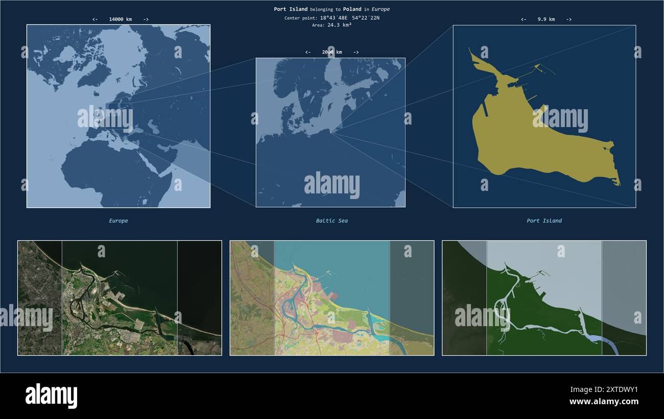 Port Island in the Baltic Sea - belonging to Poland. Described location ...